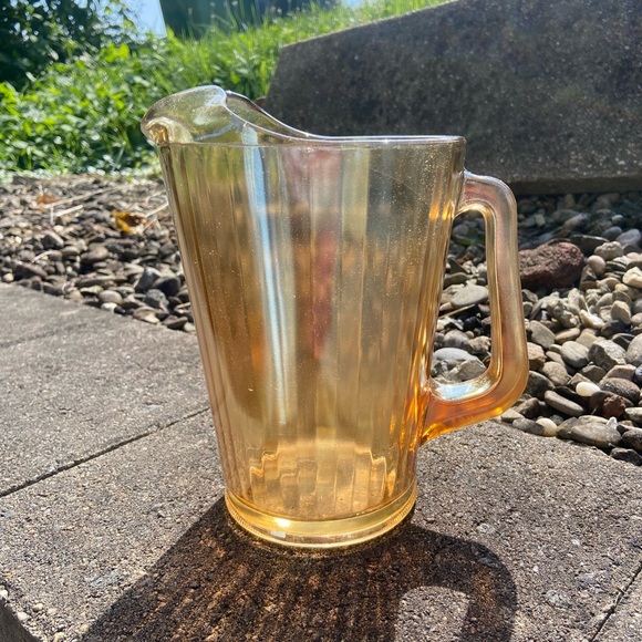 Fire King | Kitchen | Jeanette Marigold Orange Carnival Glass Lemonade ...